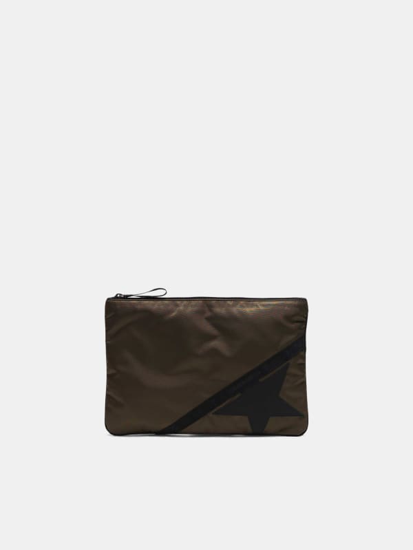 Large pochette Journey en nylon vert militaire | Golden Goose