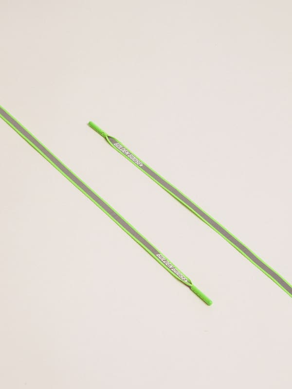 Neon green reflective laces with logo | Golden Goose