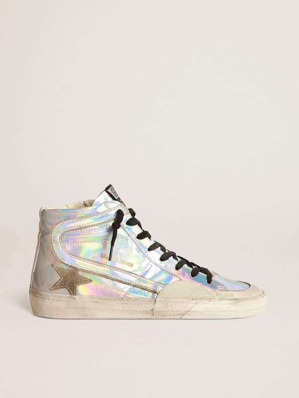 Women’s Slide LAB in holographic-effect fabric | Golden Goose