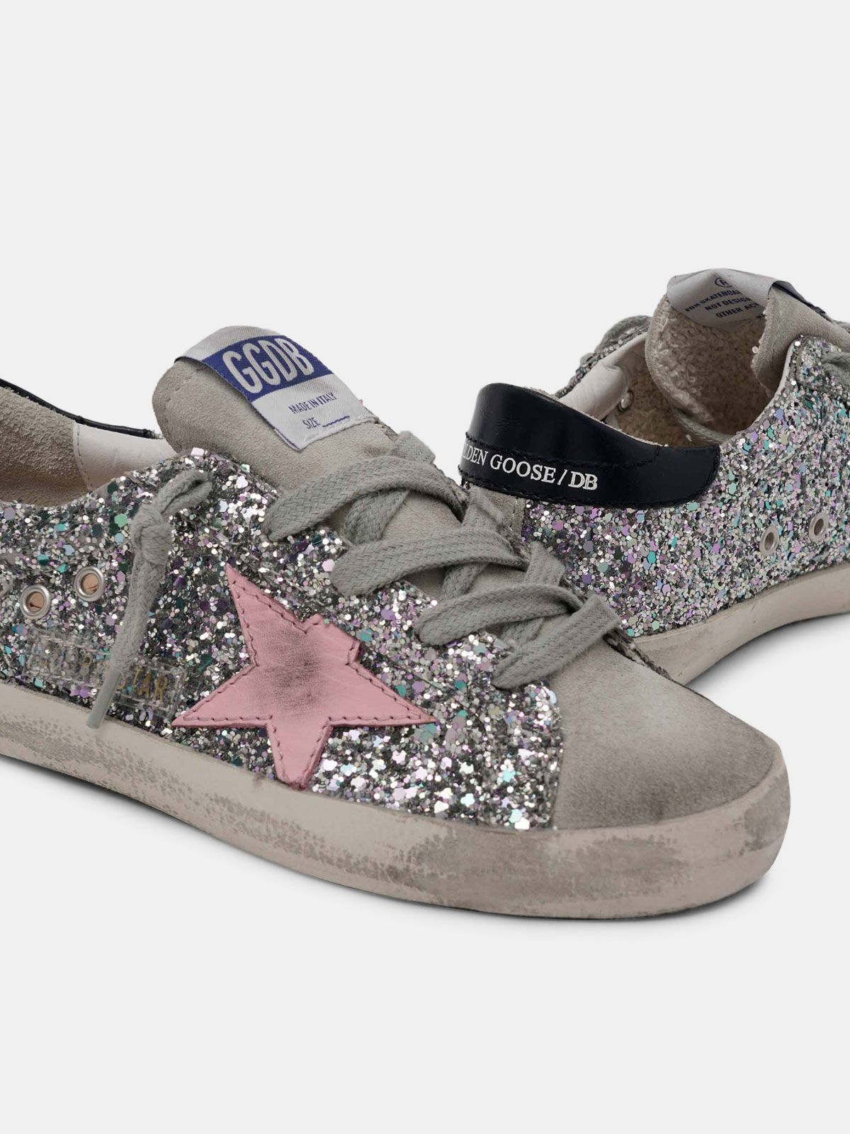 Zapatillas deportivas Super-Star brillantes con estrella rosa | Golden ...