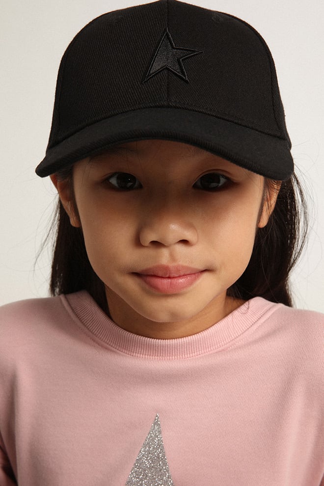 Kids’ black baseball cap with star | Golden Goose