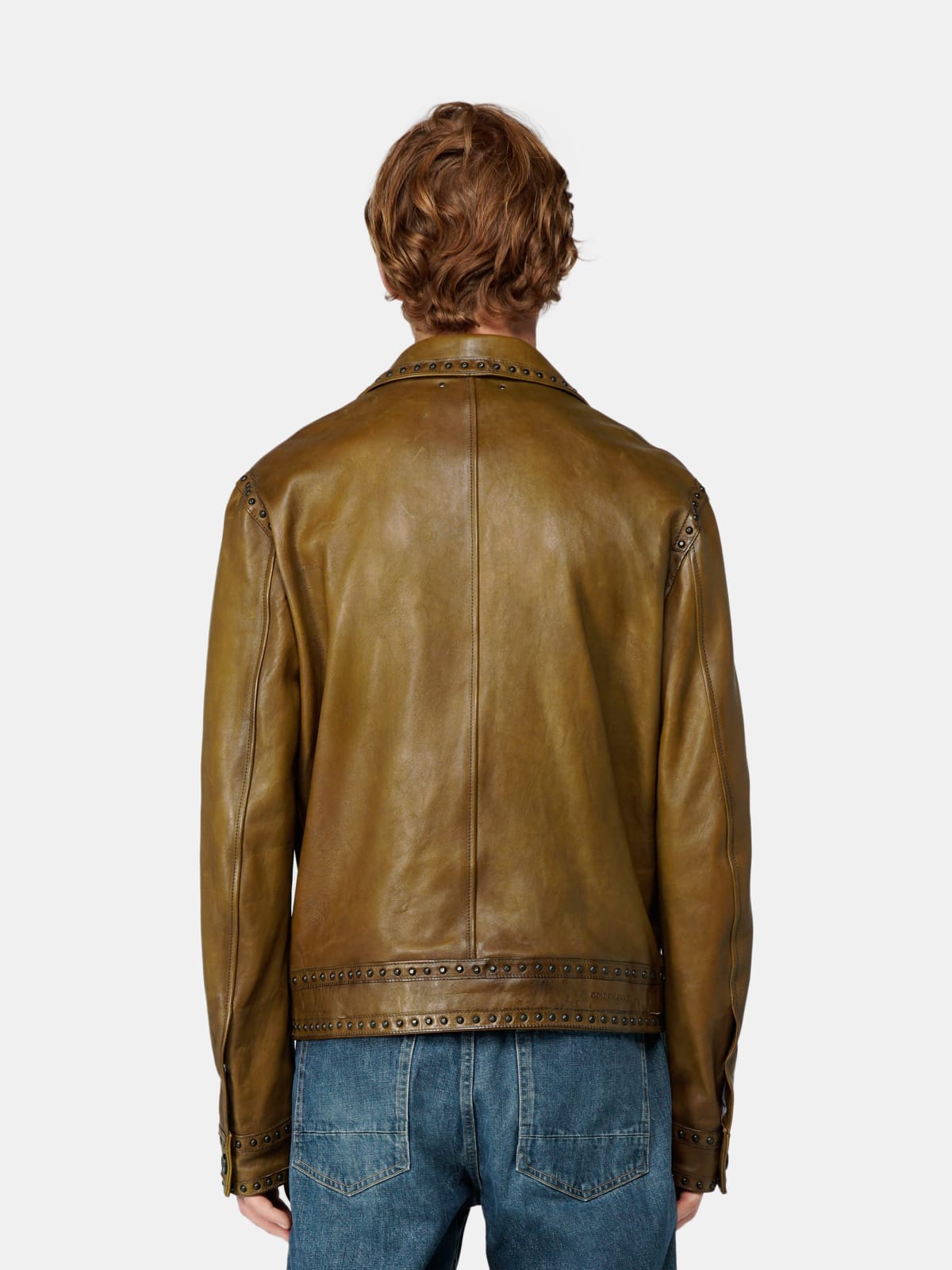 Arjan jacket in leather with decorative studs | Golden Goose