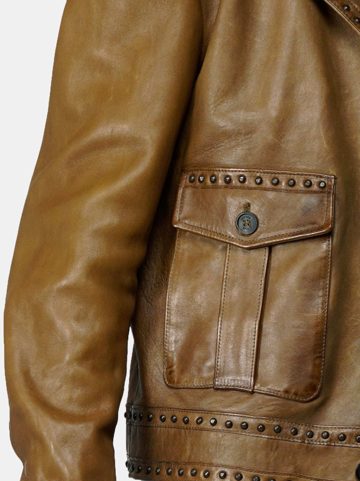 Arjan jacket in leather with decorative studs | Golden Goose