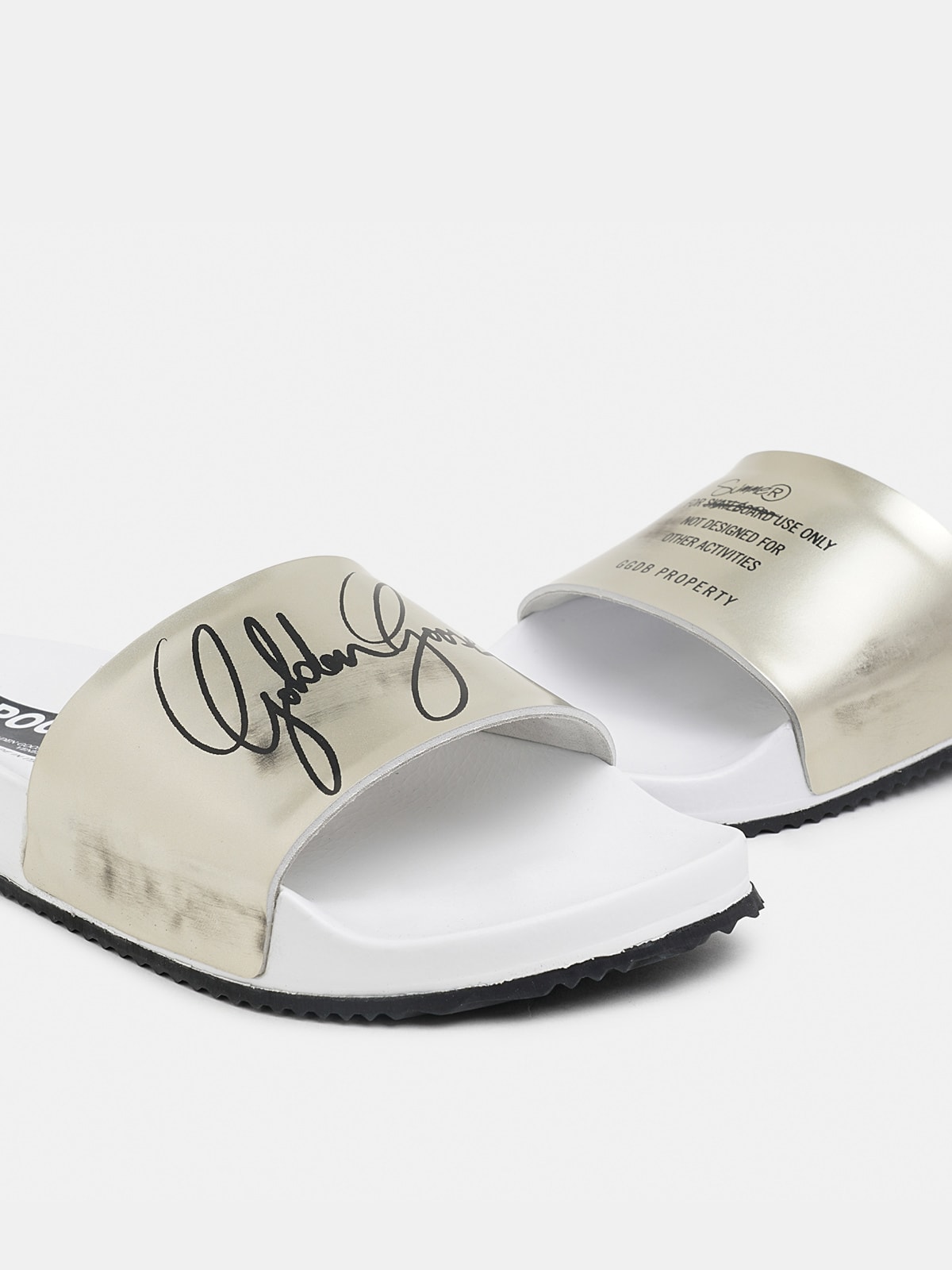 Women's white Poolstars with gold strap | Golden Goose