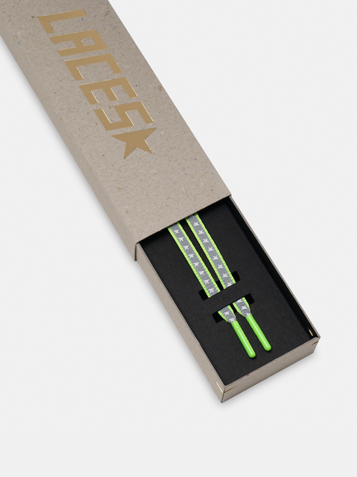 Women's neon green reflective laces with stars | Golden Goose