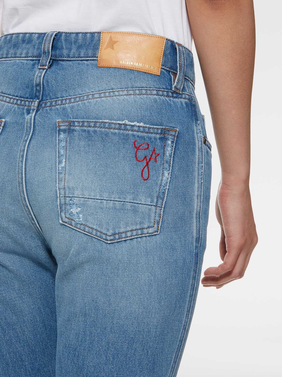 Karen bootcut jeans in medium-wash denim | Golden Goose