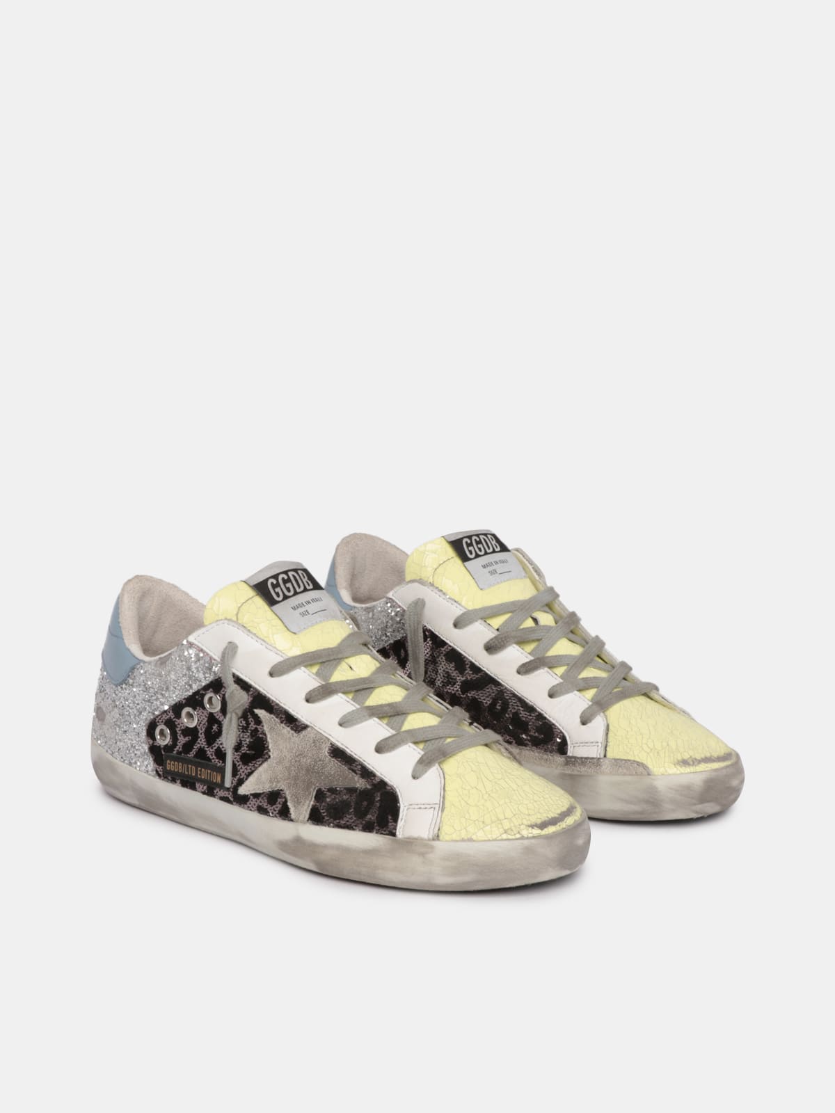 LTD Super-Star sneakers with silver glitter and sequins | Golden Goose