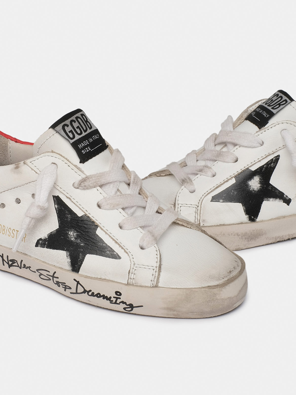 Super-Star sneakers with painted star and hand-decorated foxing ...