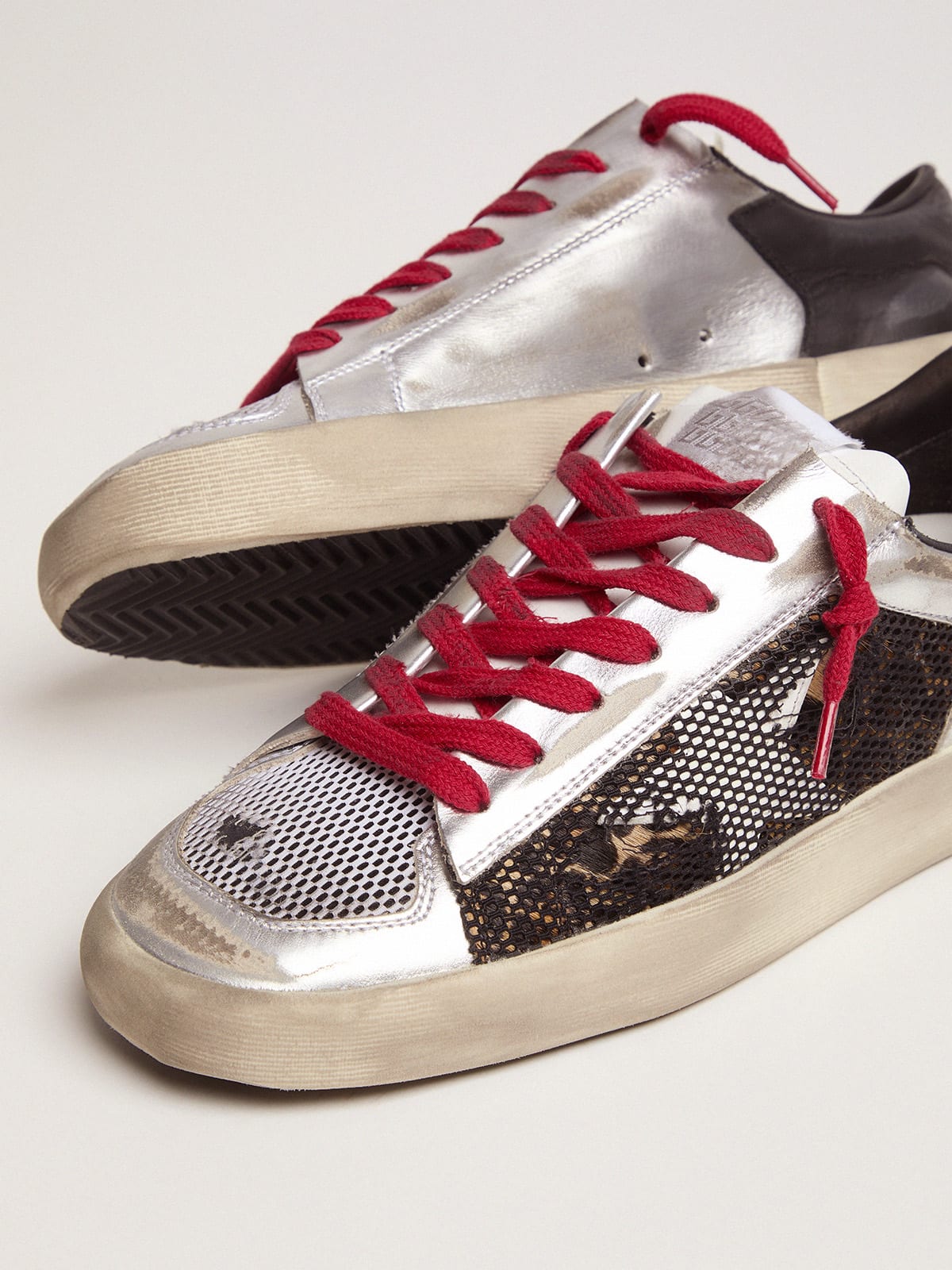Women's Limited Edition LAB silver and animal-print Stardan sneakers ...