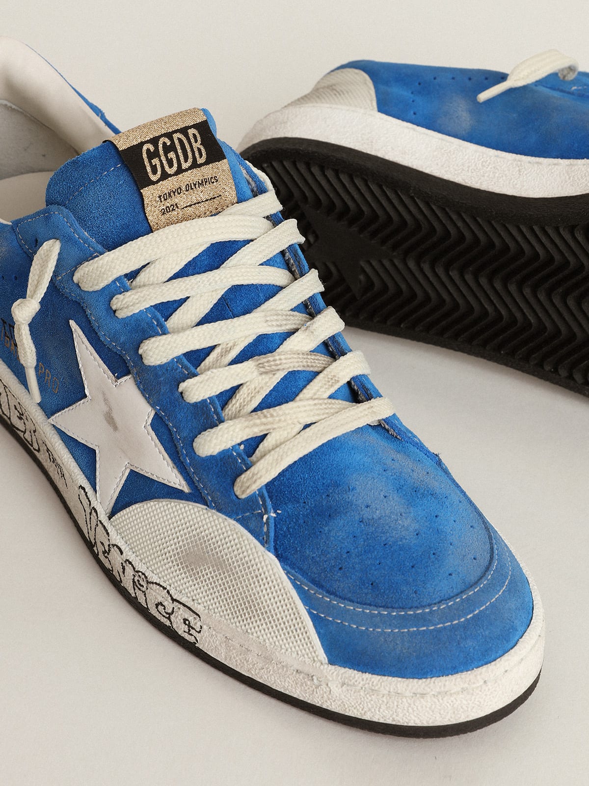 Sneakers Ball Star Pro de ante azul con aplicaciones de goma estriada ...