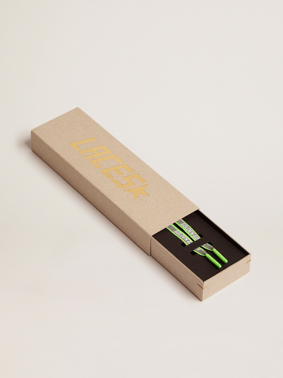 Neon green reflective laces with logo | Golden Goose