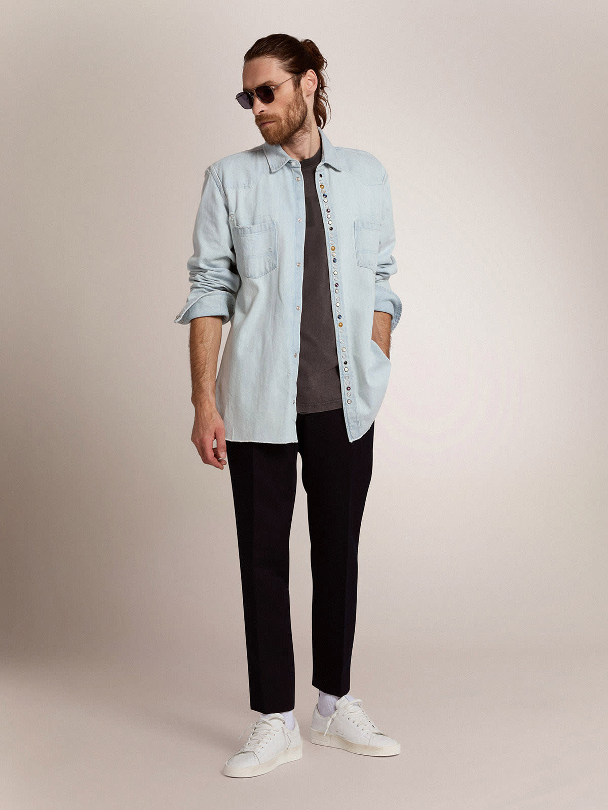 Golden Collection Milano pants in dark blue wool | Golden Goose