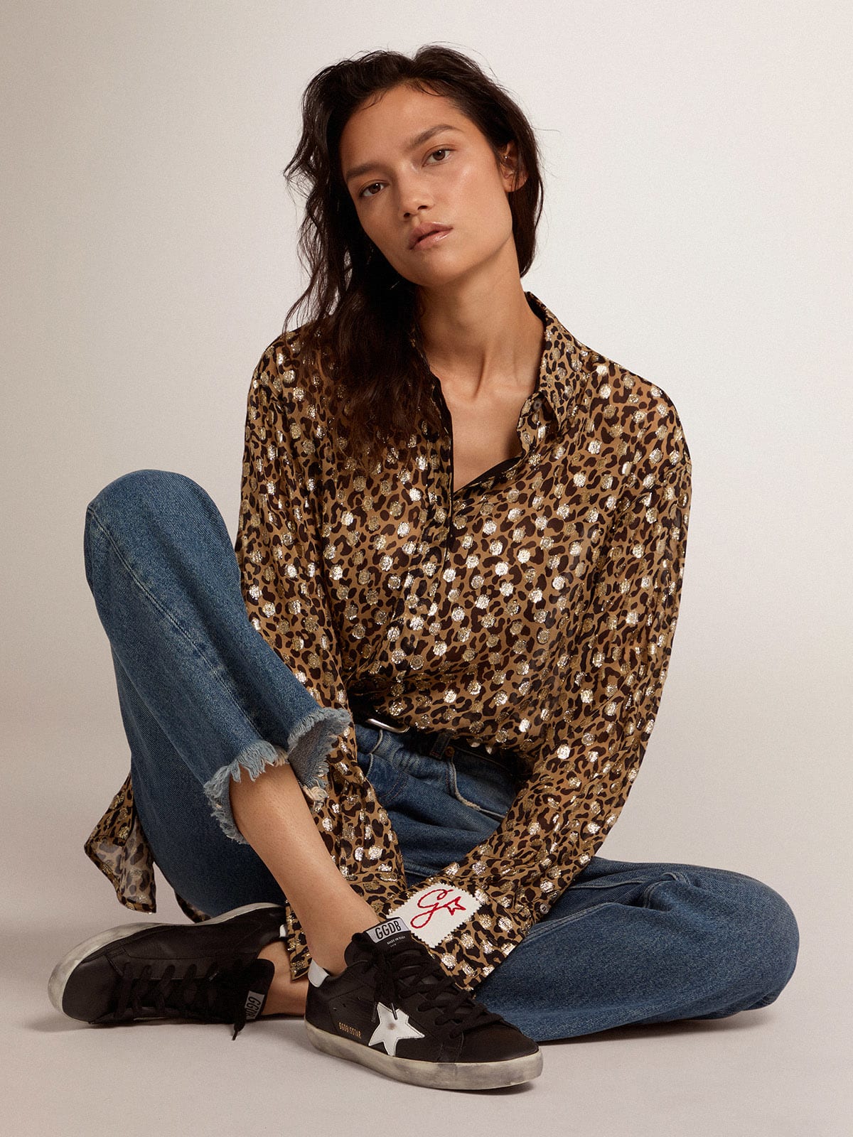 Superstar sneakers in leather with contrast star and heel tab | Golden ...