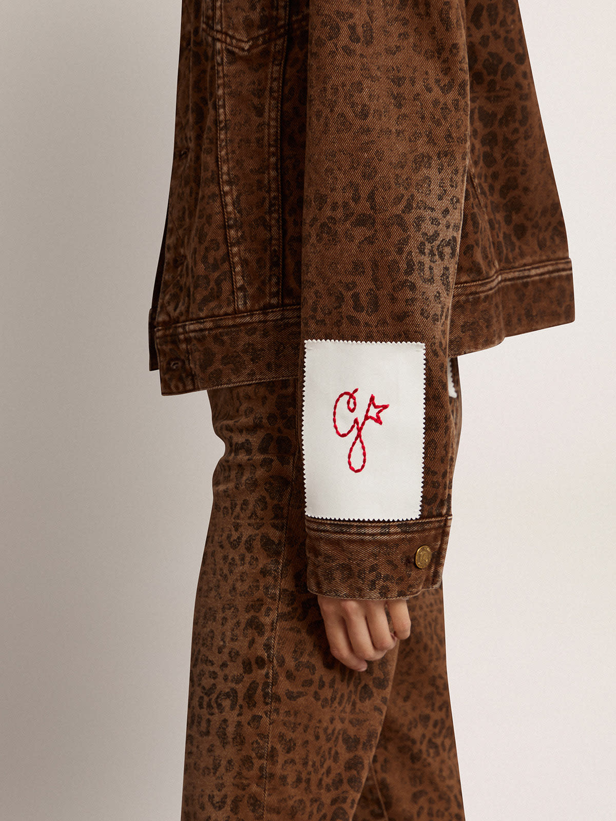 Women's denim jacket with animal print | Golden Goose