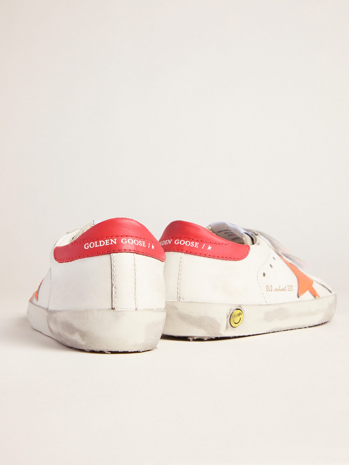 Junior Old School sneakers with Velcro fastening and fluorescent orange ...