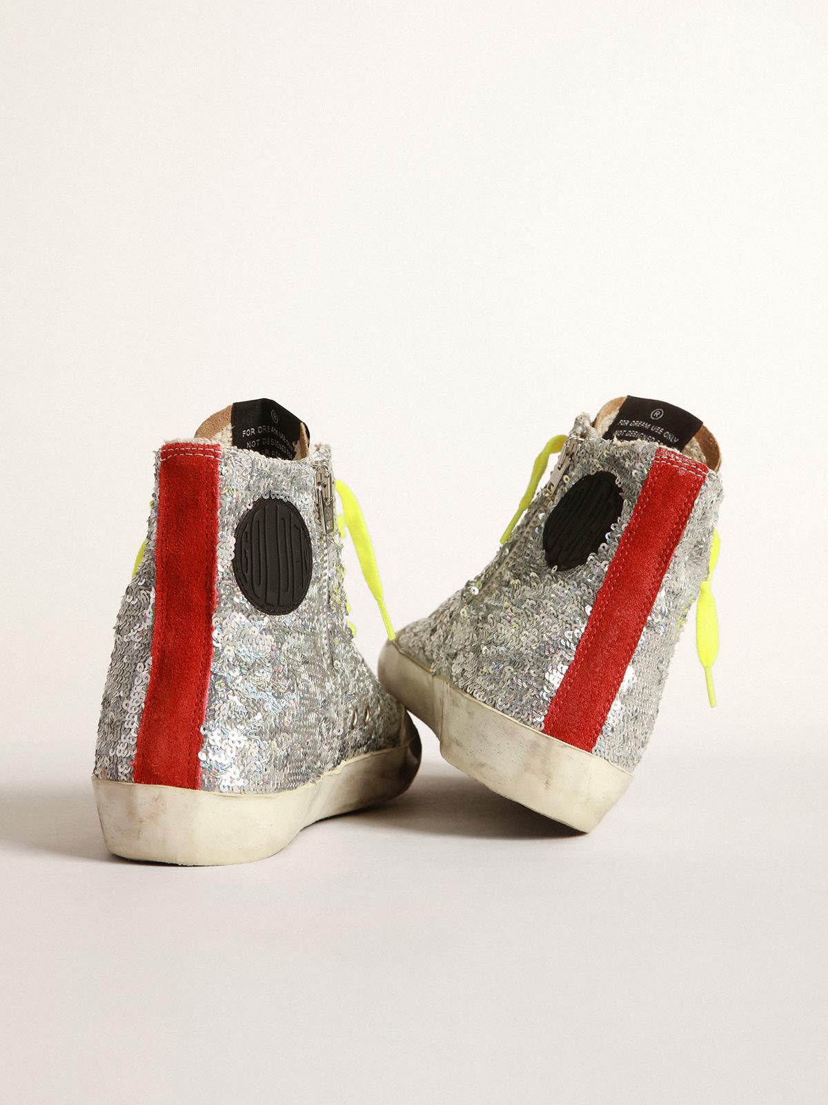 Zapatillas deportivas Francy con lentejuelas plateadas y piel de potro ...