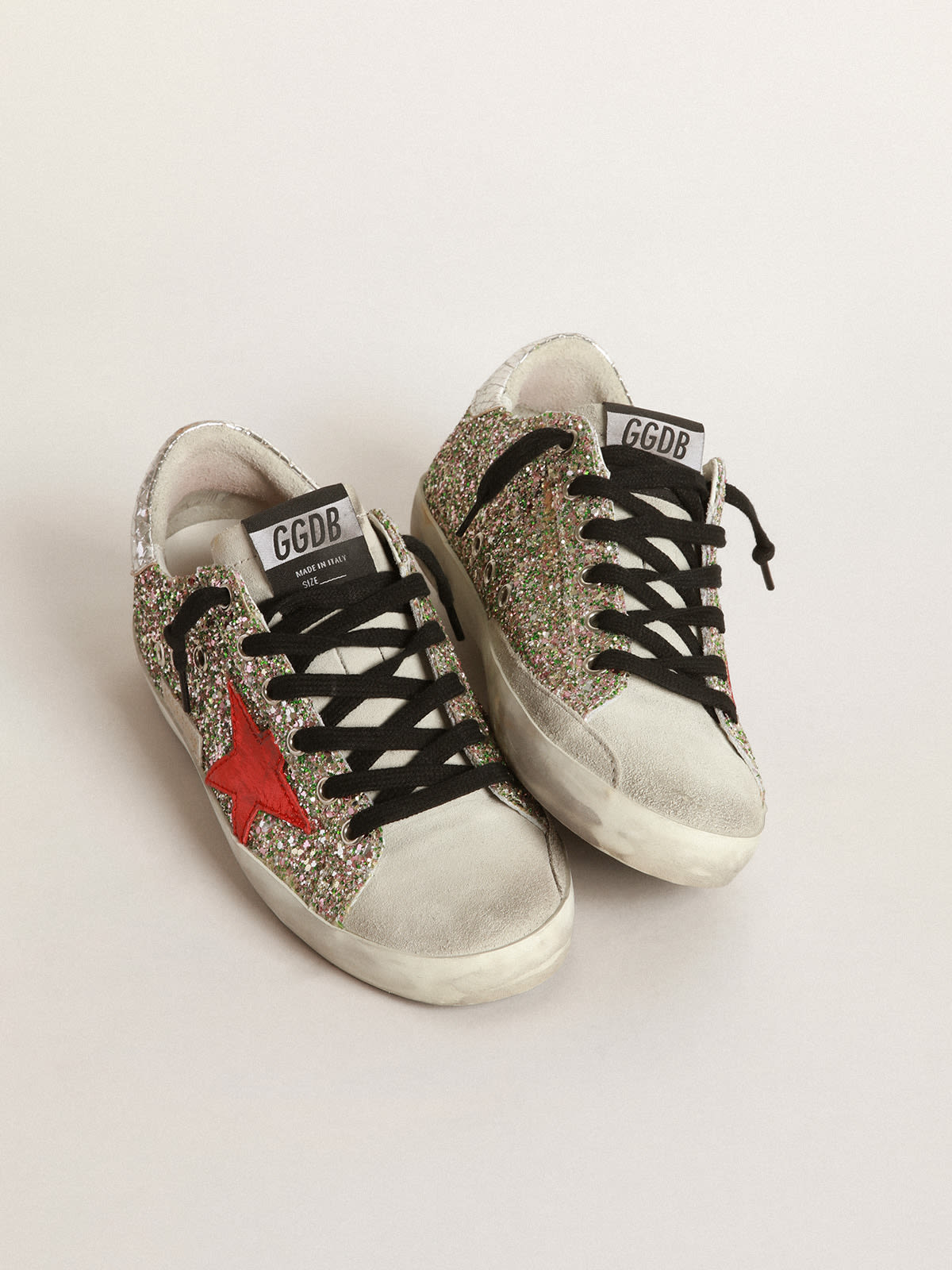 Glittery Super-Star sneakers with laminated star | Golden Goose