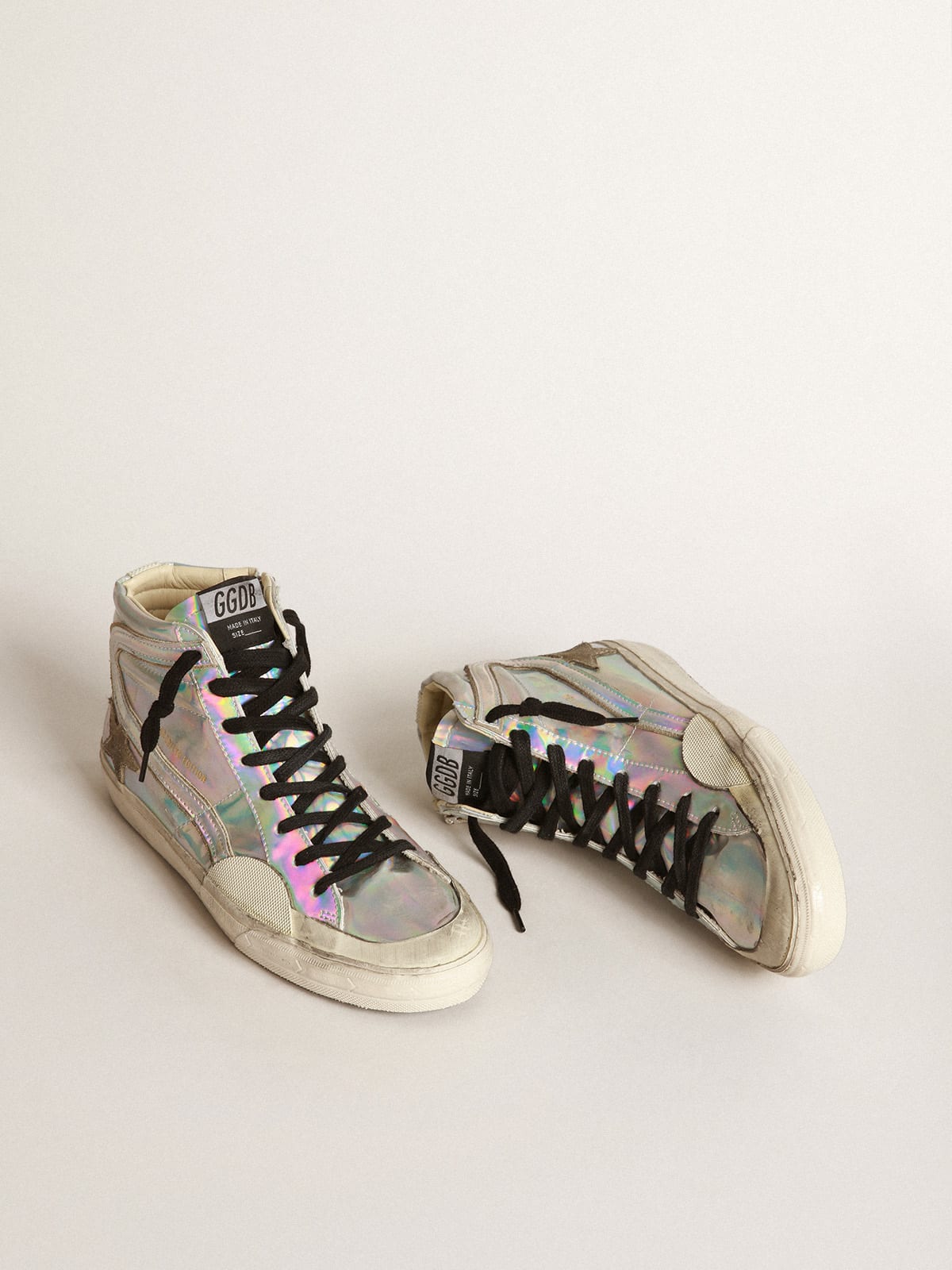 Women’s Slide LAB in holographic-effect fabric | Golden Goose