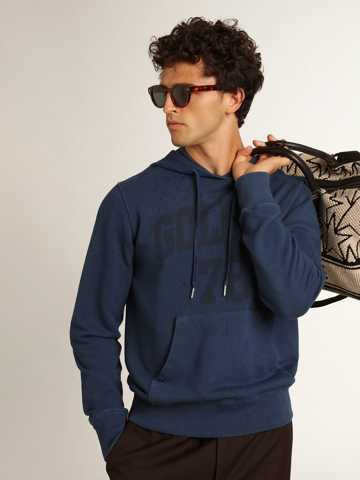 Men's midshipman blue sweatshirt with lettering