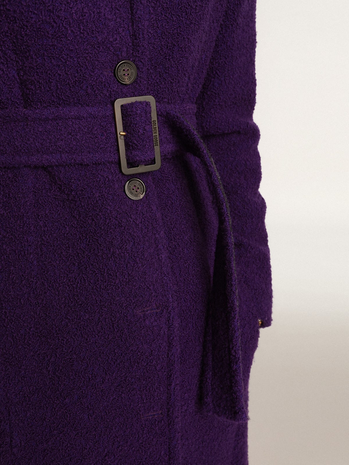 Journey Collection coat in indigo purple wool with inner lining in ...