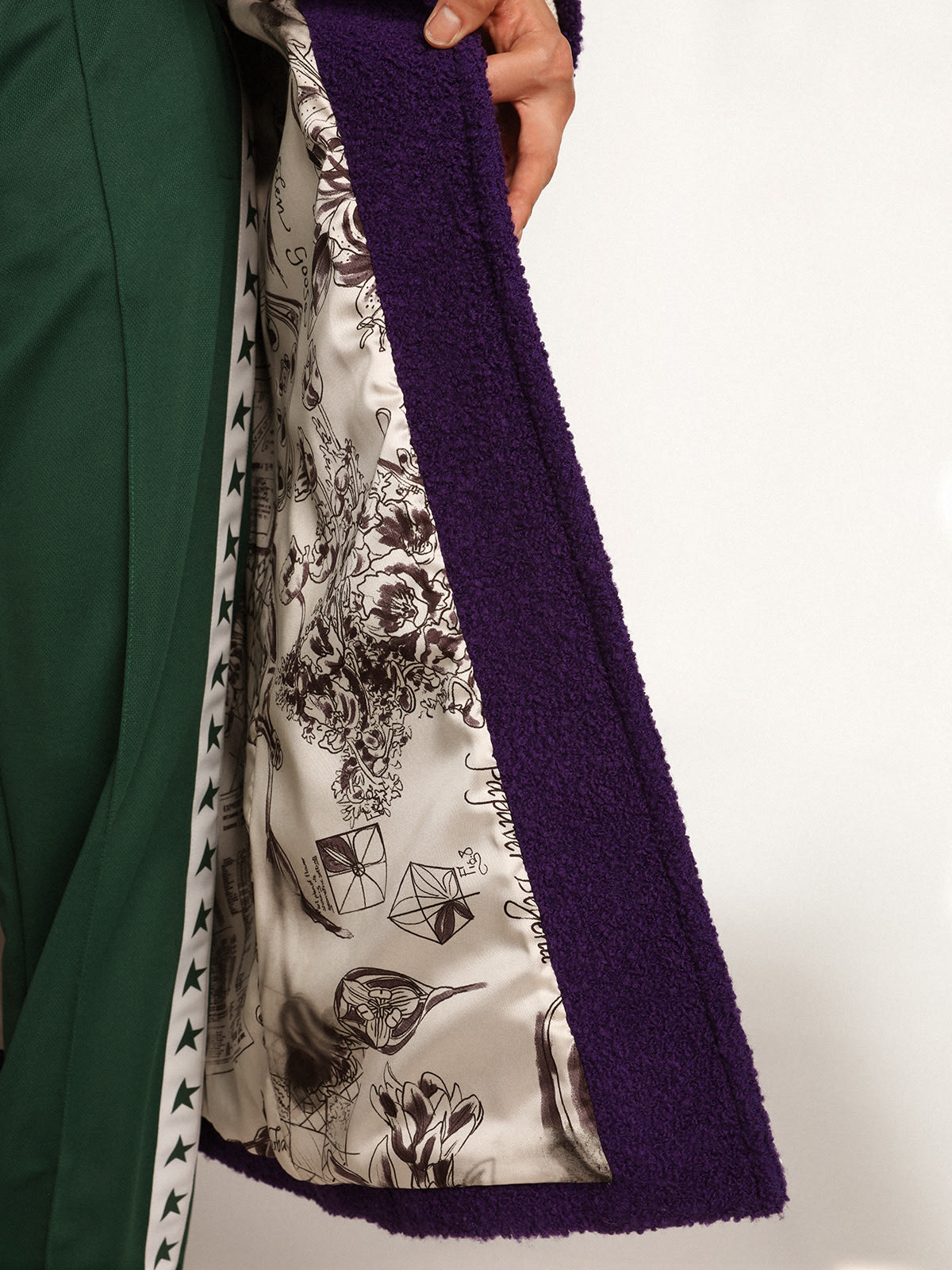 Journey Collection coat in indigo purple wool with inner lining in ...
