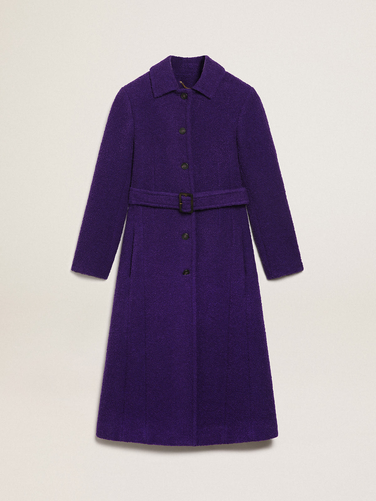 Journey Collection coat in indigo purple wool with inner lining in ...