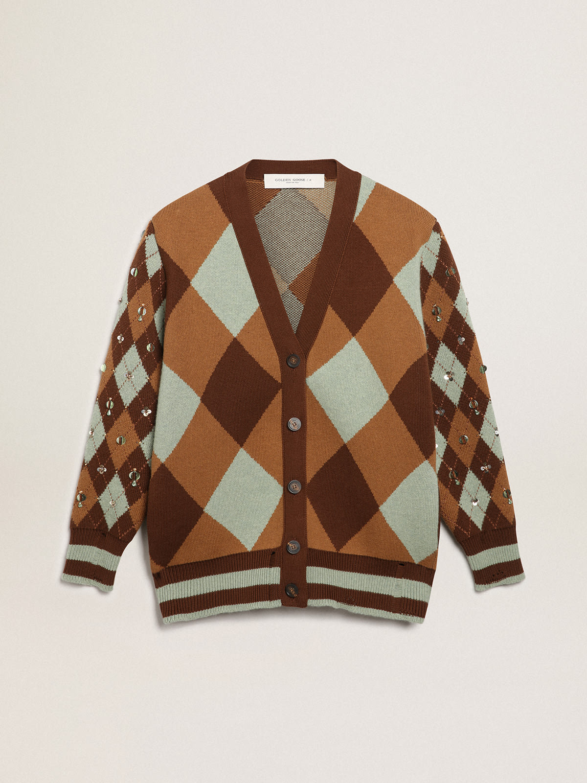 Journey Collection cardigan in coffee- and sage-colored cotton with ...