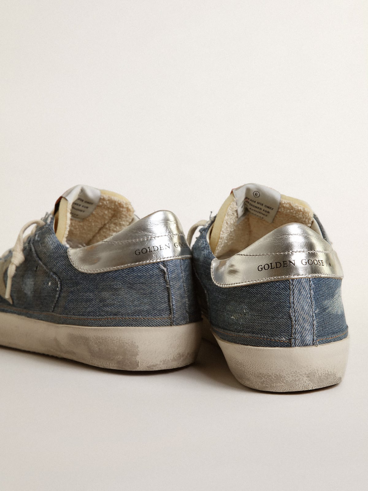 Men’s Super-Star Penstar LTD in denim with silver heel tab | Golden Goose