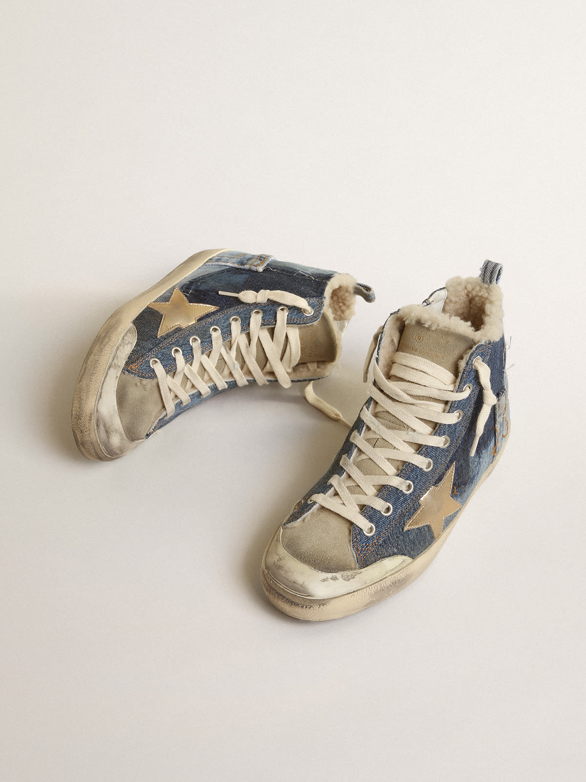 Women’s Francy Penstar LTD in denim with gold leather star | Golden Goose