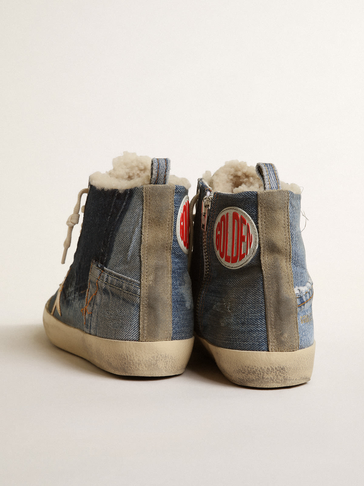 Women’s Francy Penstar LTD in denim with gold leather star | Golden Goose