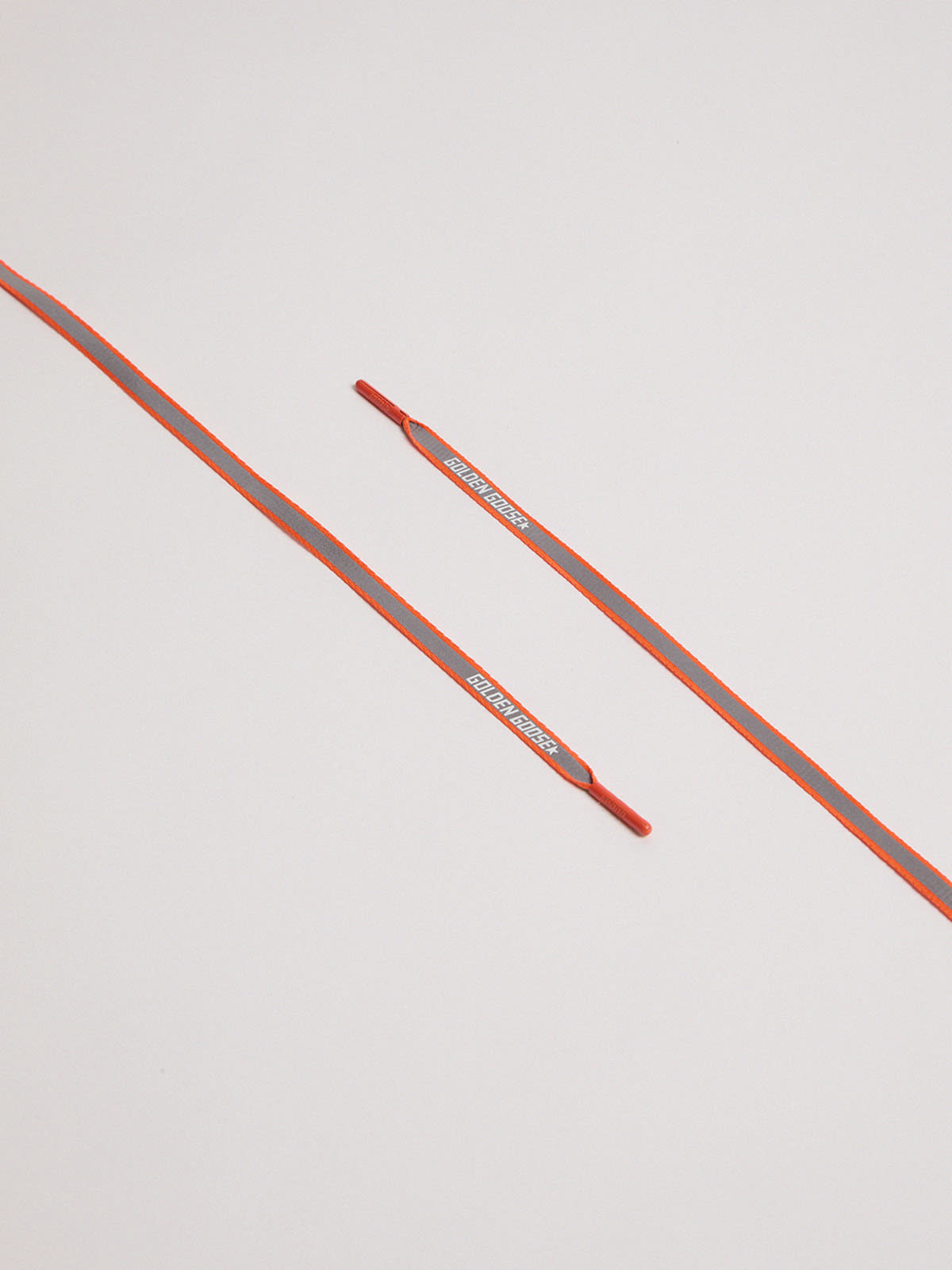 Neon orange reflective laces with logo | Golden Goose