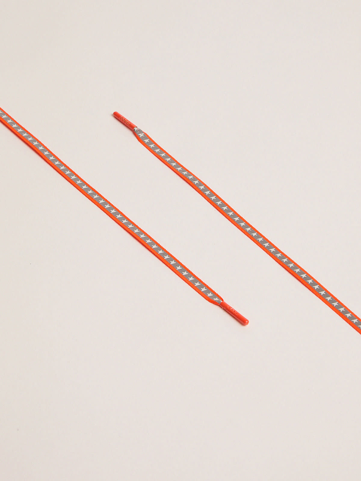 Neon orange reflective laces with stars | Golden Goose
