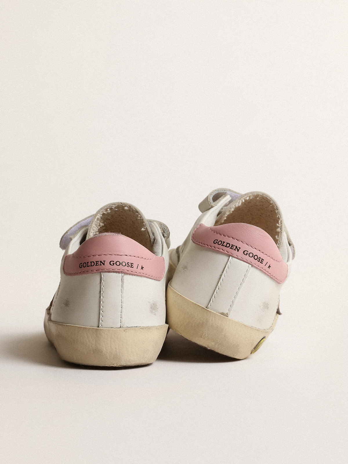 Old School Junior with metallic leather star and pink heel tab | Golden ...