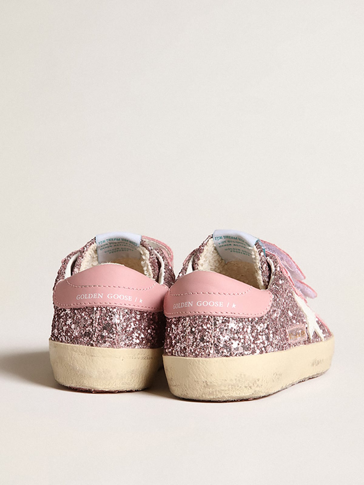 Old School Junior in lilac glitter with white star and pink heel tab ...