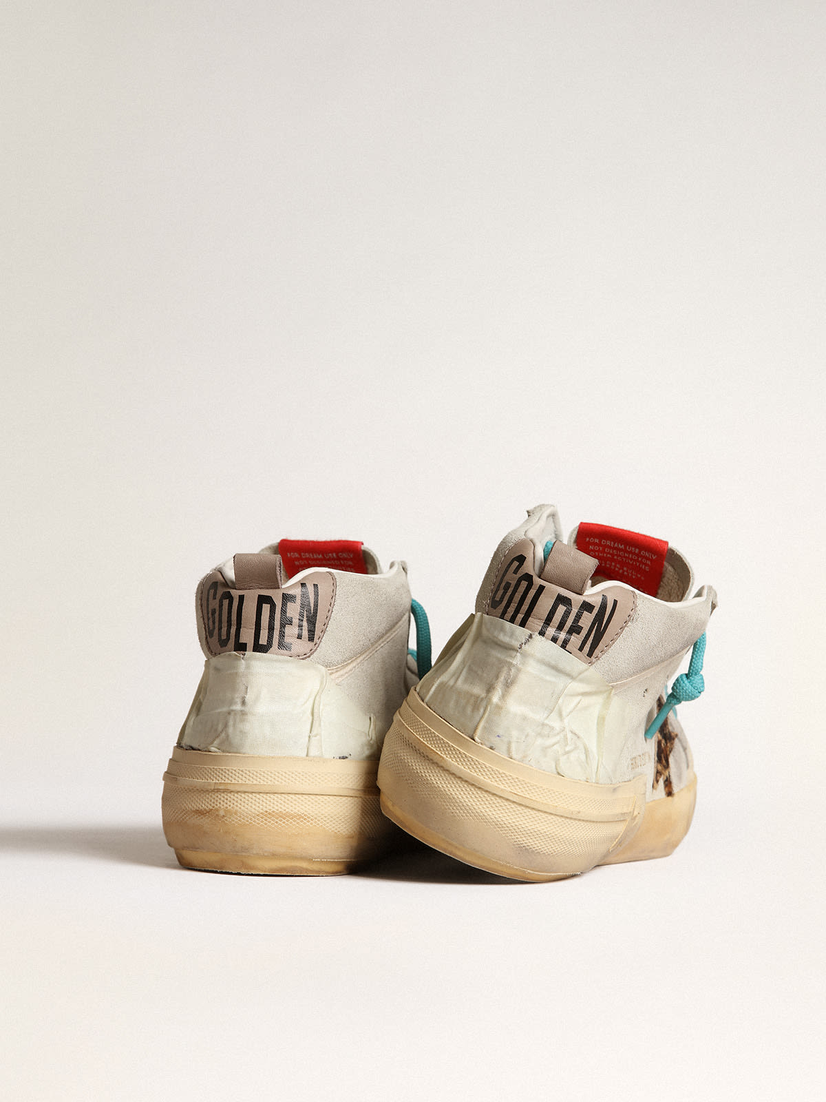 Men’s Mid Star LAB in gray with leopard-print pony skin star | Golden Goose