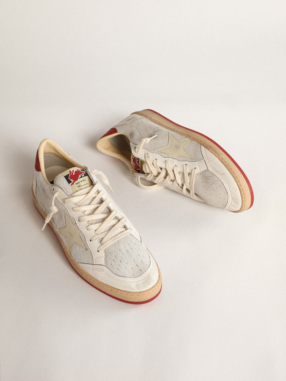 Men’s Ball Star LTD CNY in white pony skin with leather star | Golden Goose