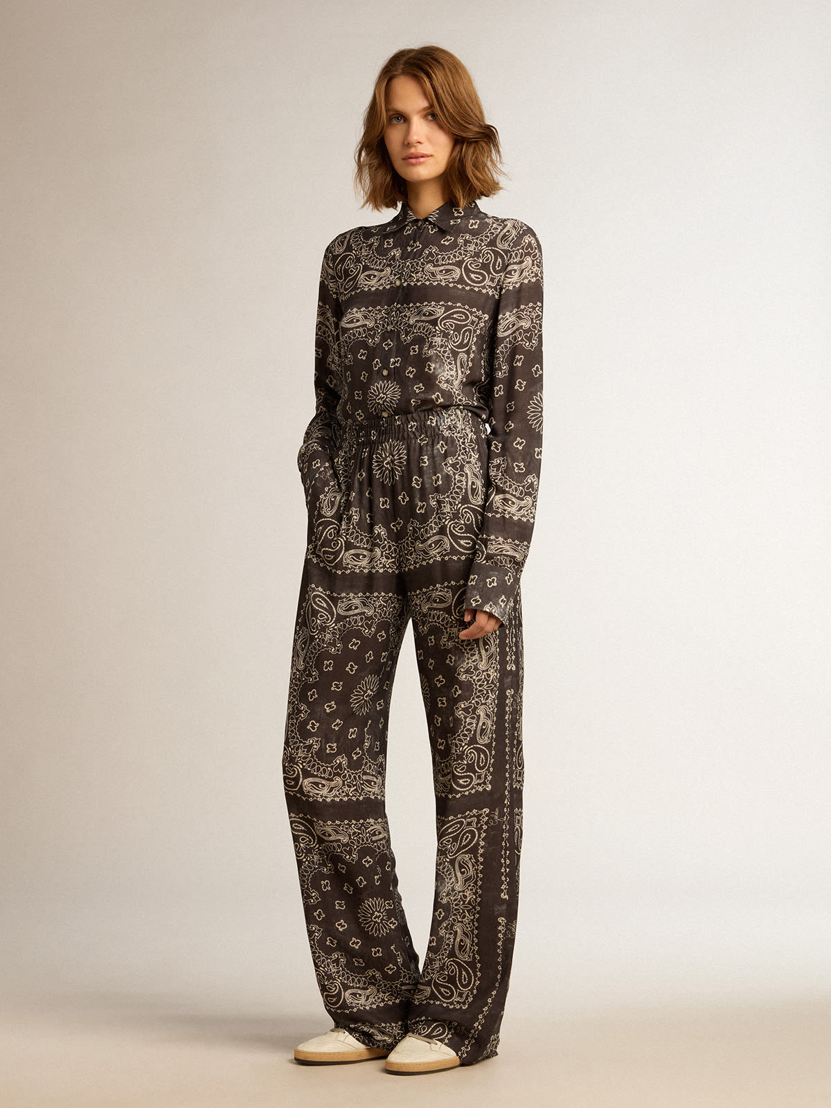 Pajama shirt in anthracite gray with paisley print | Golden Goose