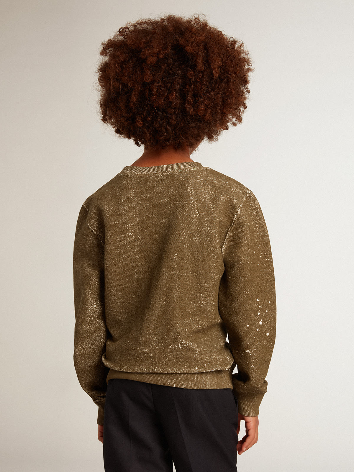 Boys’ vintage-effect beech-colored cotton sweatshirt | Golden Goose