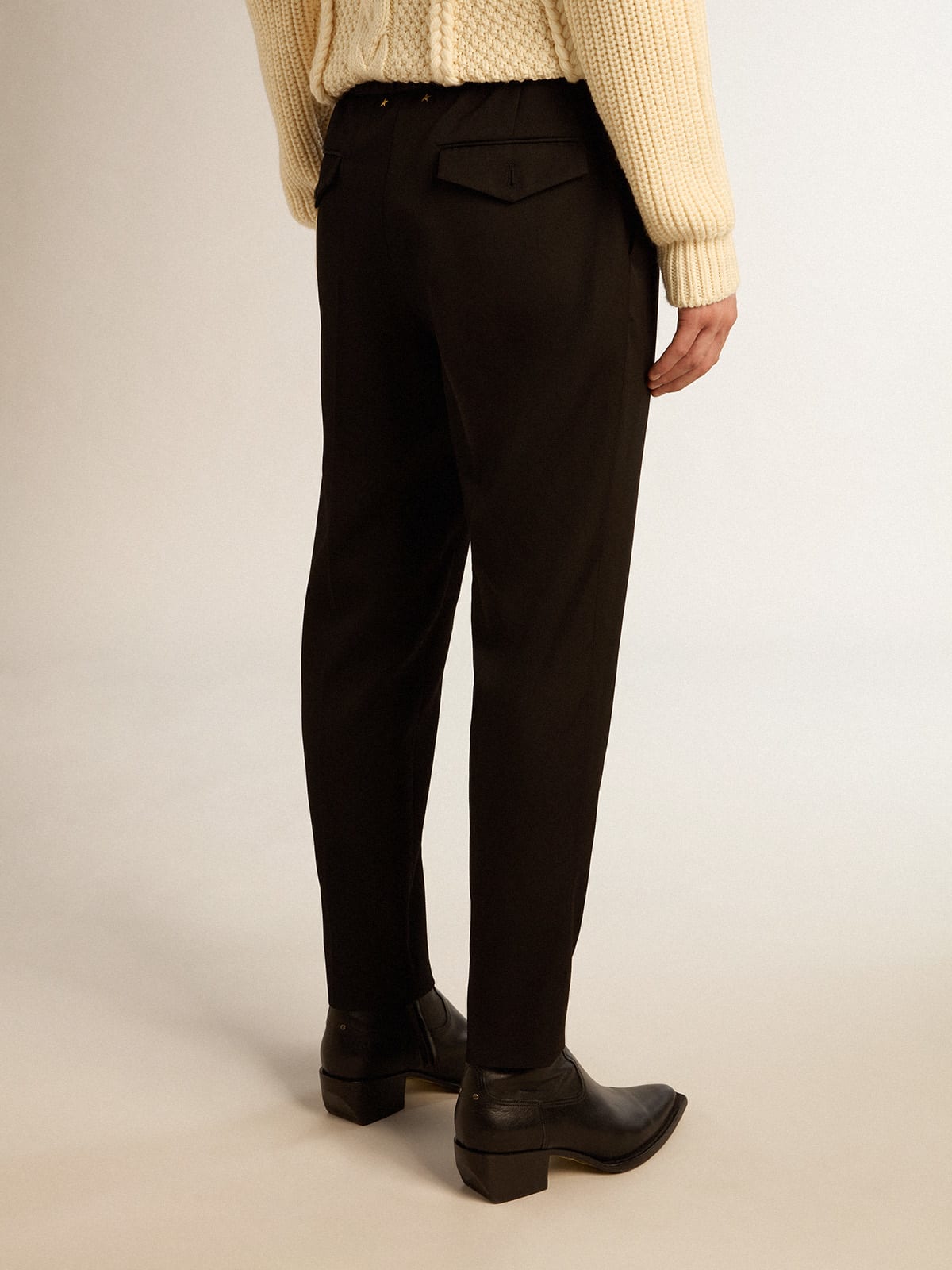 Men’s black wool gabardine pants | Golden Goose