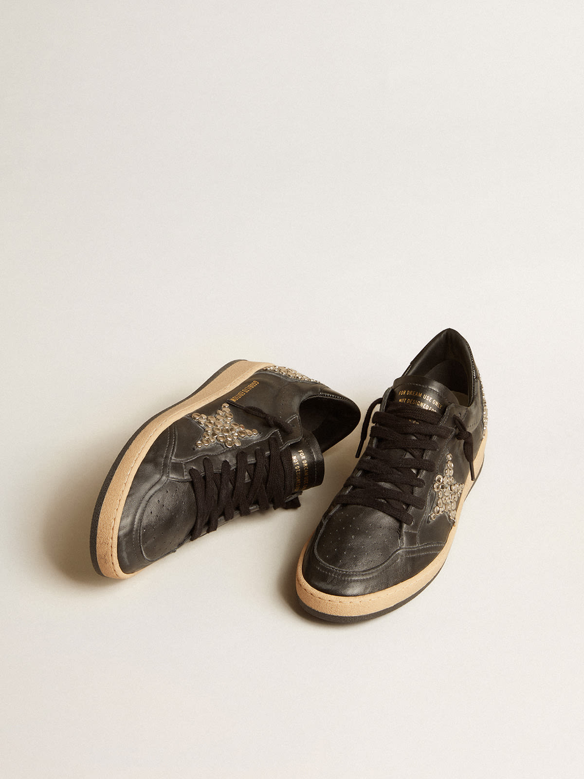 Men’s Ball Star LAB in black nappa with studded black leather star ...