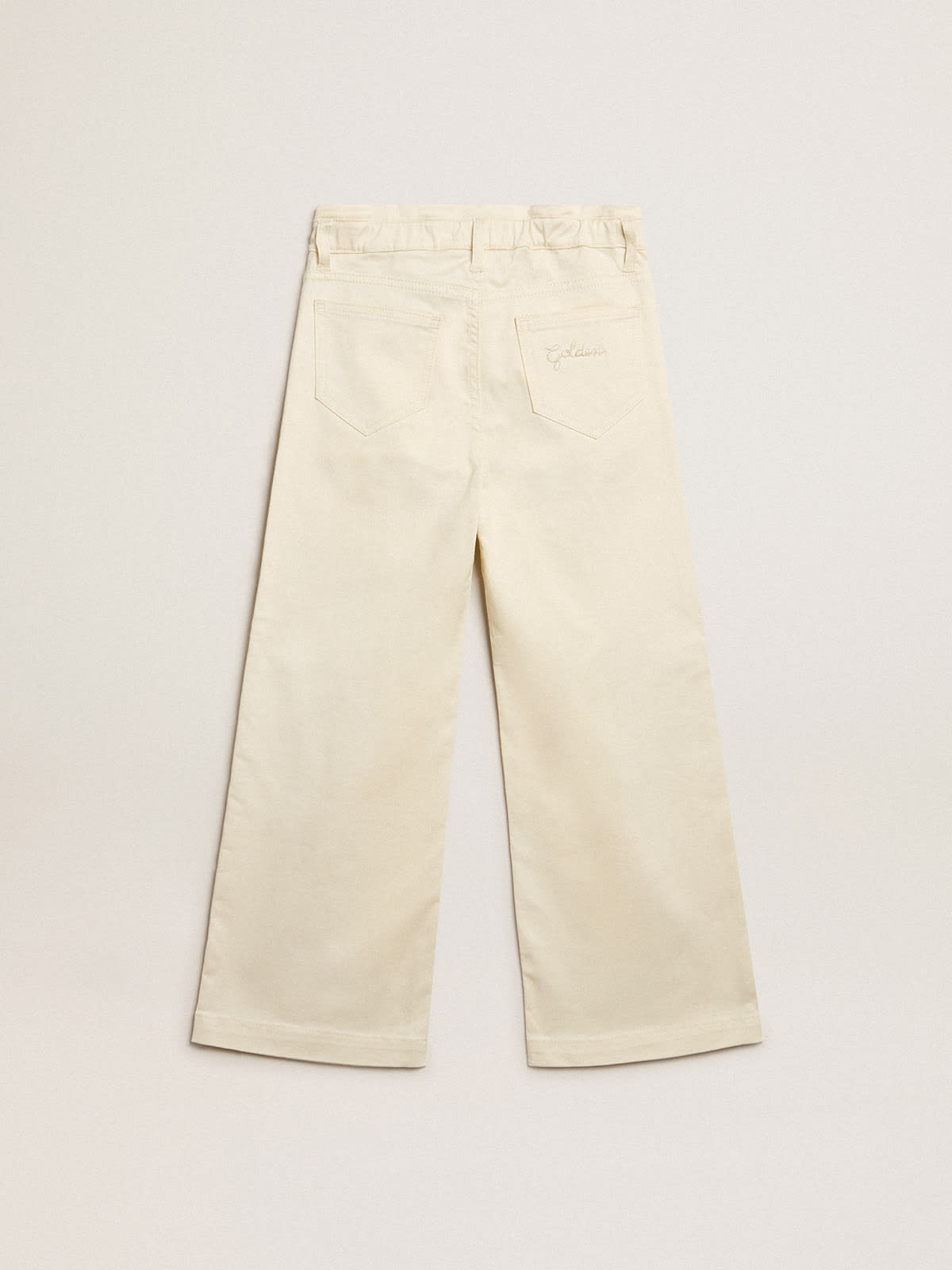 Girls’ cotton pants in aged white | Golden Goose