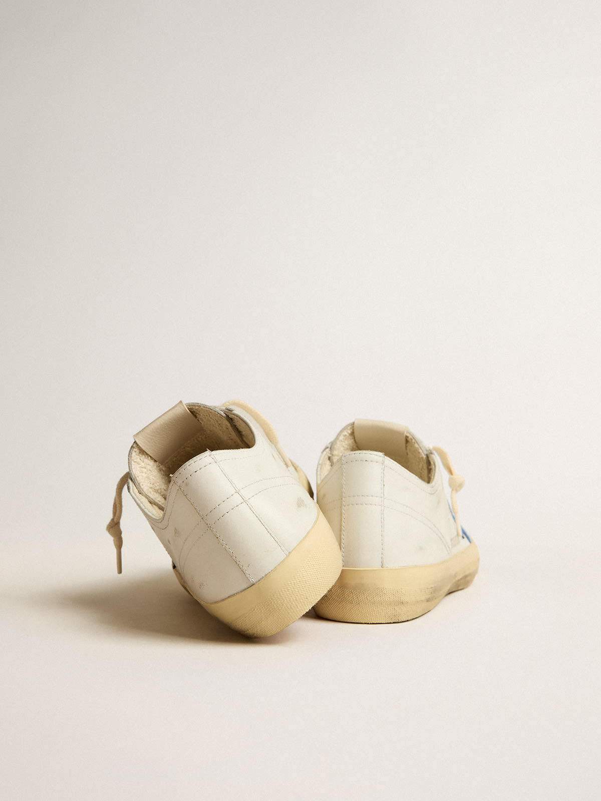 V-Star in white leather with light blue leather star | Golden Goose