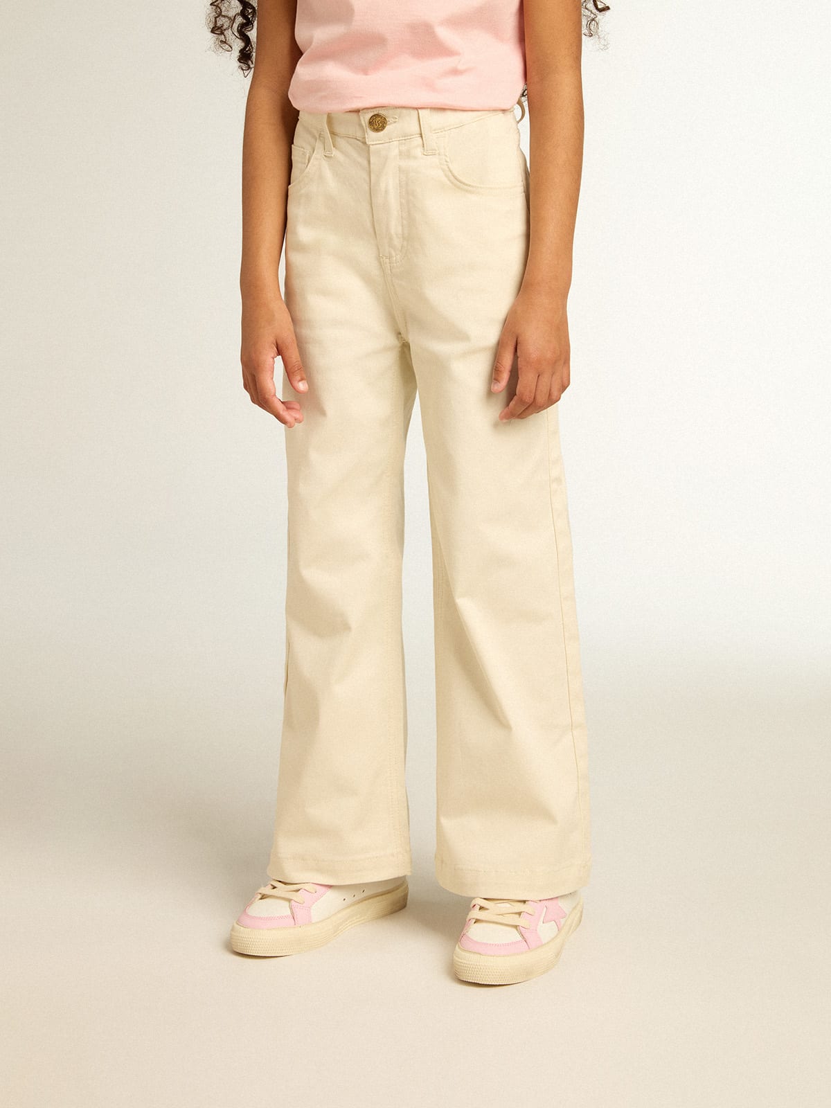 Girls’ cotton pants in aged white | Golden Goose