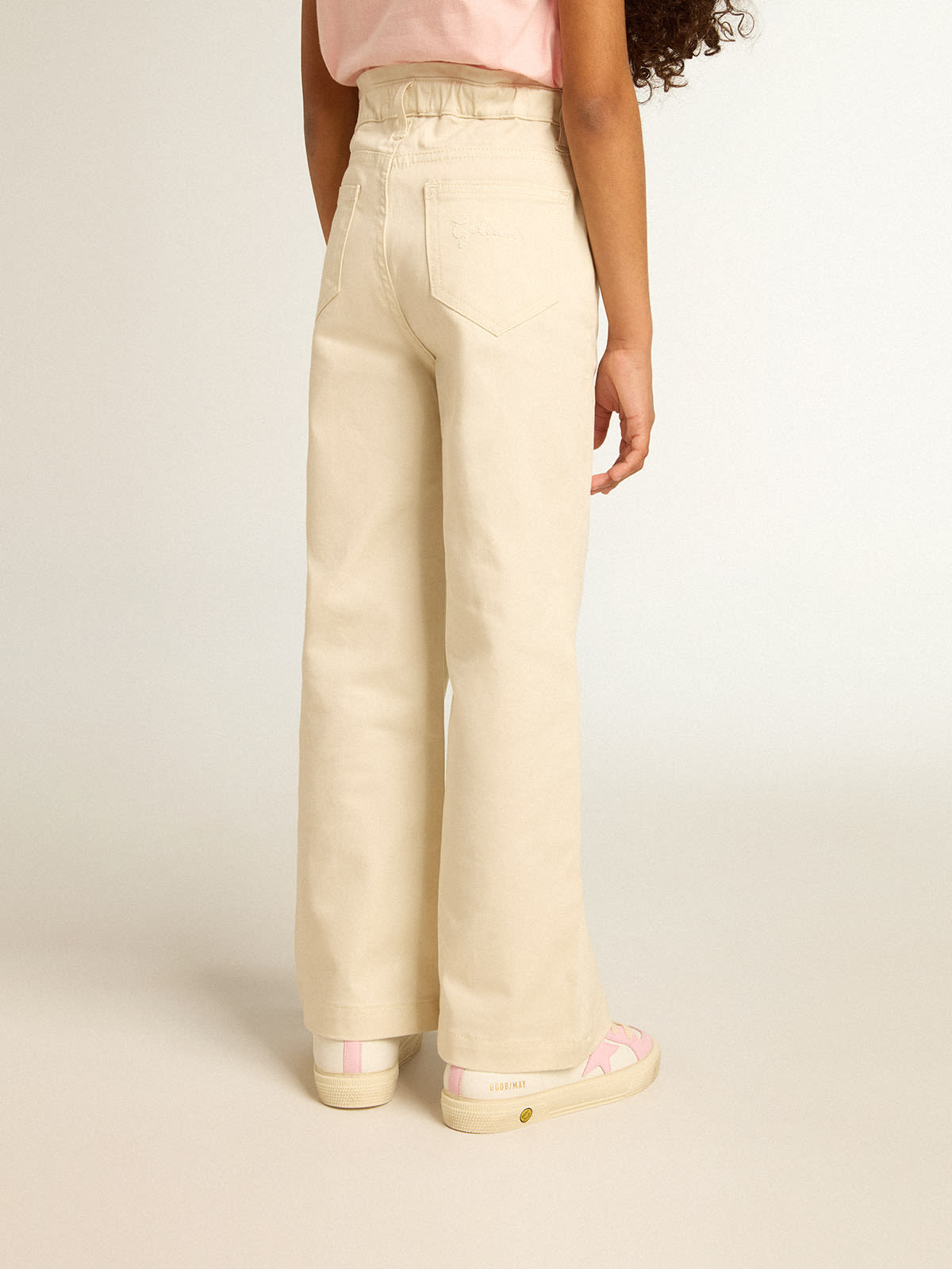 Girls’ cotton pants in aged white | Golden Goose