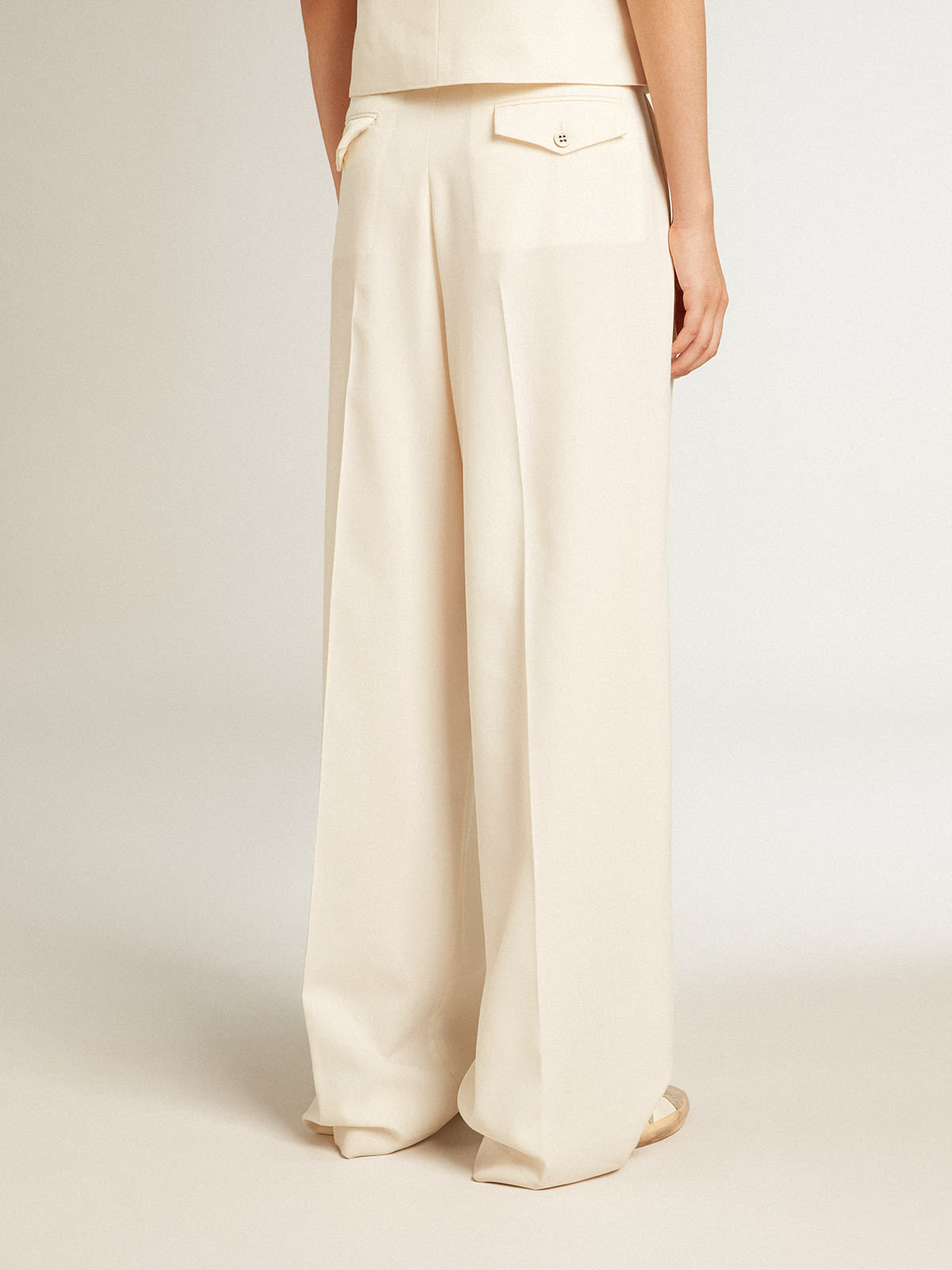 Women's joggers in aged white wool blend | Golden Goose