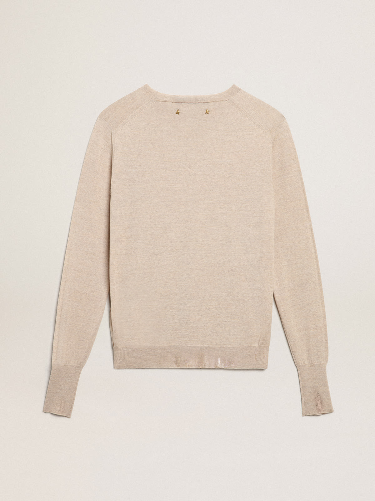 Women's sweater in light brown merino wool | Golden Goose